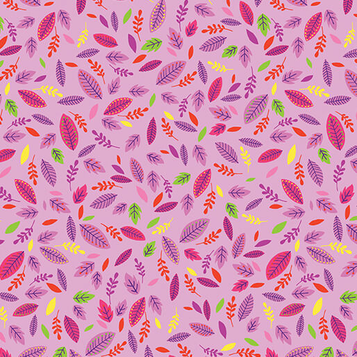 Scattered Leaves Cheeto's World Pink Cotton 44"/45" Fabric Per Yard ...