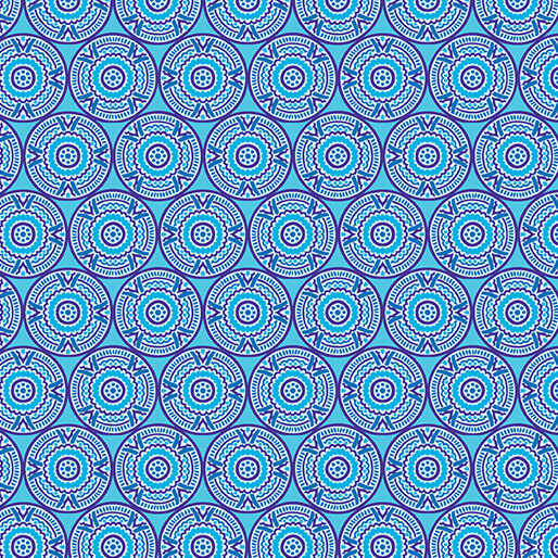 Medallions Blue Cheeto's World Cotton 44"/45" Fabric Per Yard – Famore