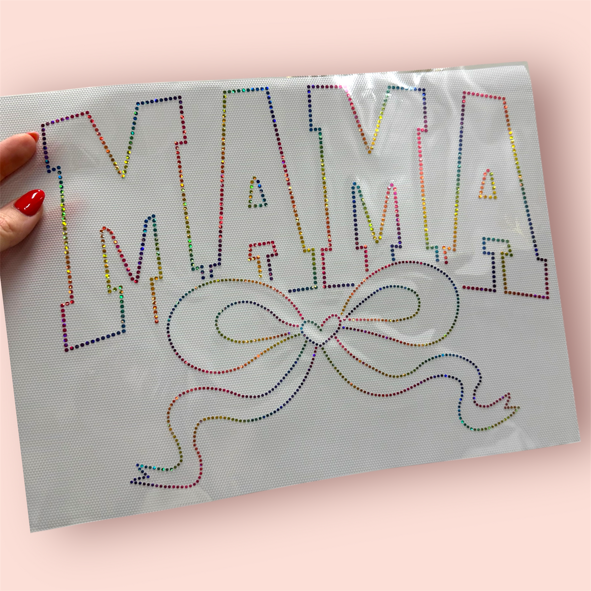 Spangle Transfer - Bow Mama rainbow – Famore
